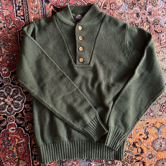 Vintage | Sweaters | Vintage Shawl Collar Forest Green Sweater | Poshmark